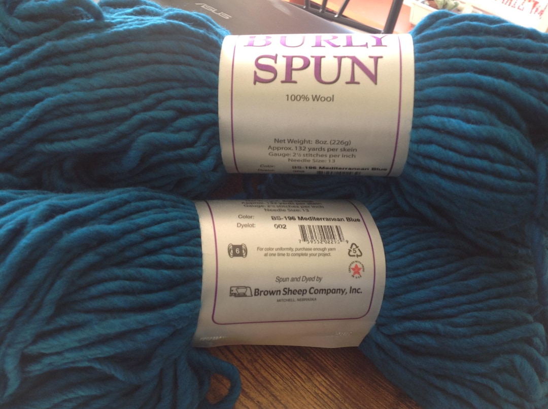 Sale Burly Spun Super Bulky 100% Wool Yarn 8 Oz Color Mediterranean ...