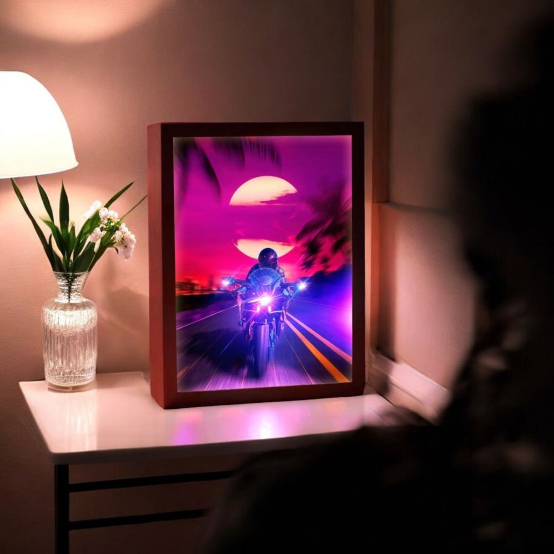 Wall Art Frame Light, Picture Frame, Night Light, Led Light, Wooden ...