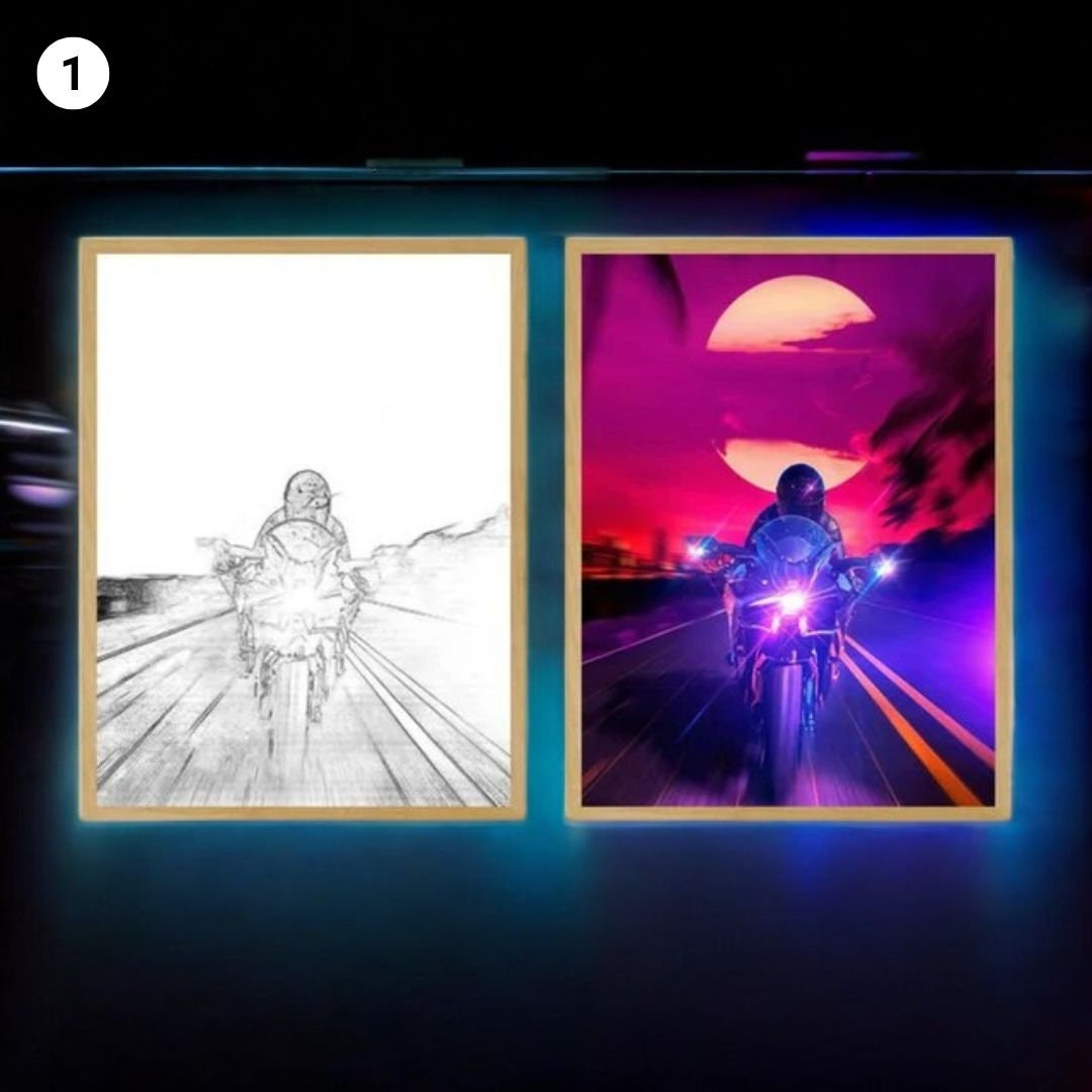 Wall Art Frame Light, Picture Frame, Night Light, Led Light, Wooden ...