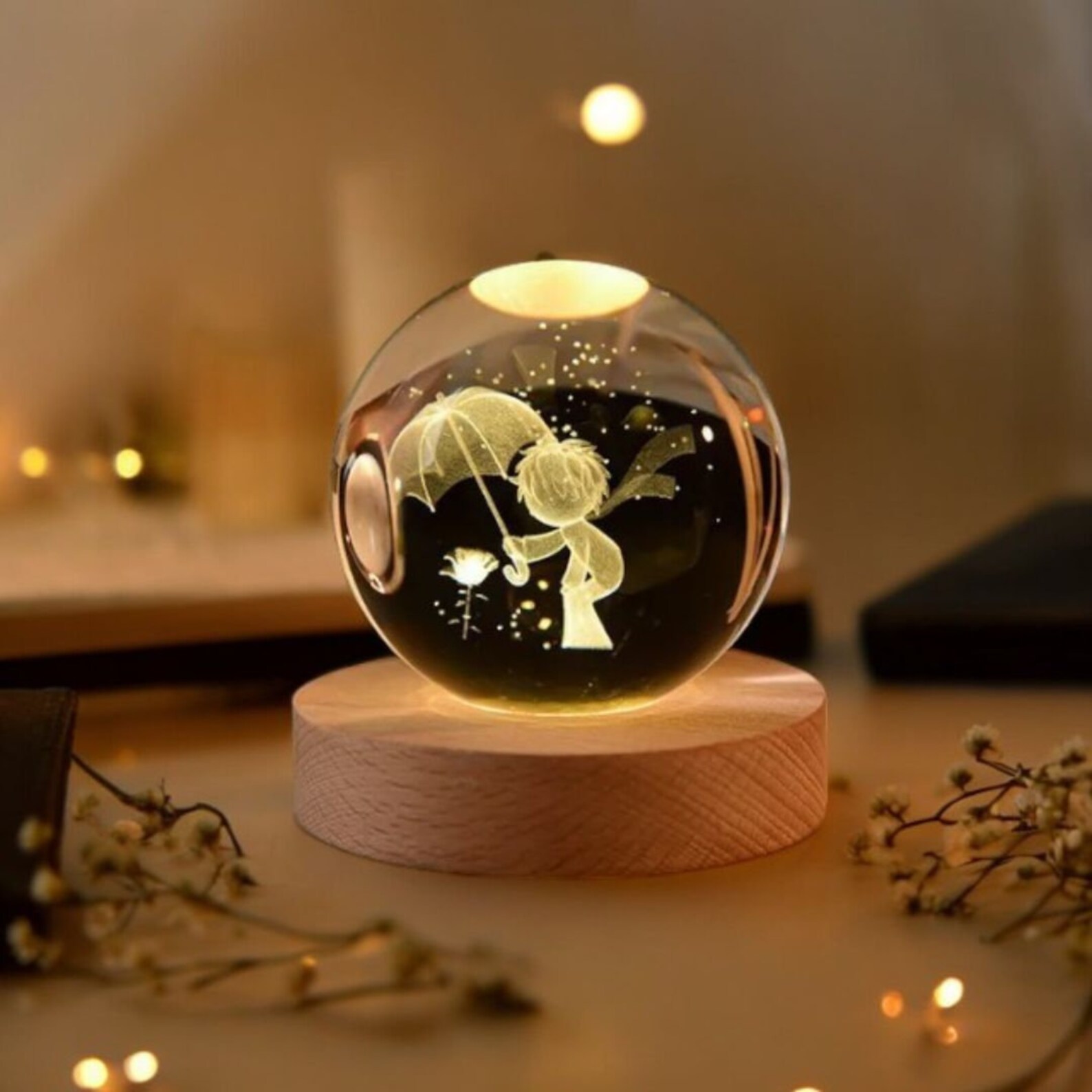 Prince Night Light, Glass Ball Night Lamp, Cute Snow Ball, Crystal Ball ...