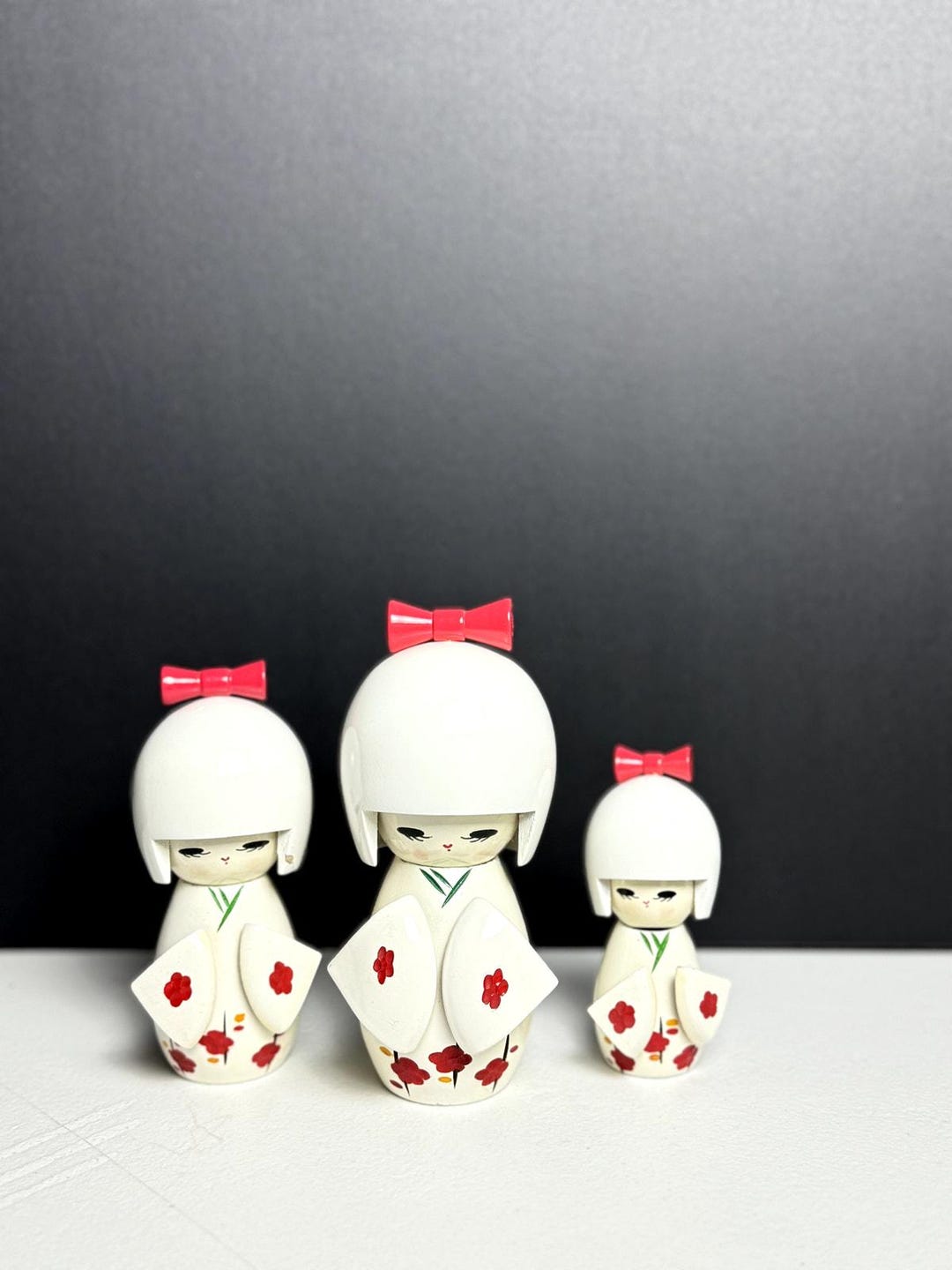 3 Vintage Japanese Wooden Kokeshi Doll Figurines Hand Painted - Etsy