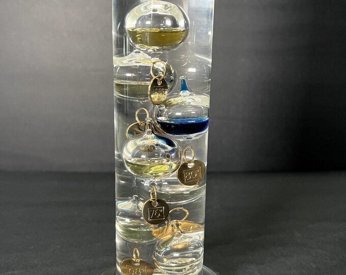 Galileo Glass Thermometer Floating Glass Balls Gold Tags 15" Tall - Etsy