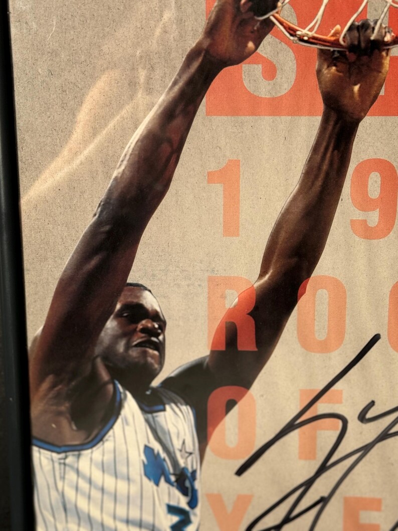 Shaq SHAQUILLE ONEAL Double Signed Autograph Reebok Poster 1993 11x17 ...