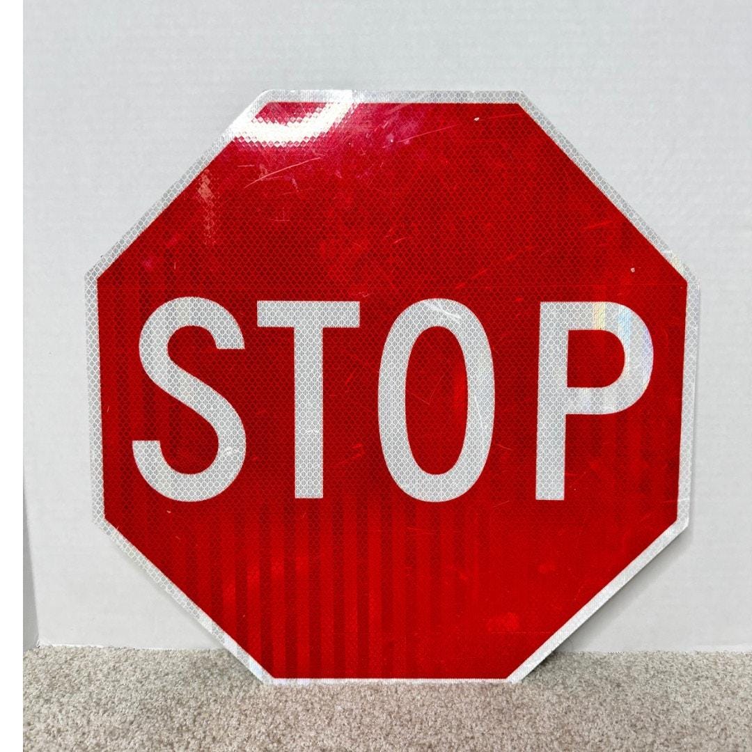 Vintage Aluminum Traffic Control Stop Sign 19"x19" Street Highway ...