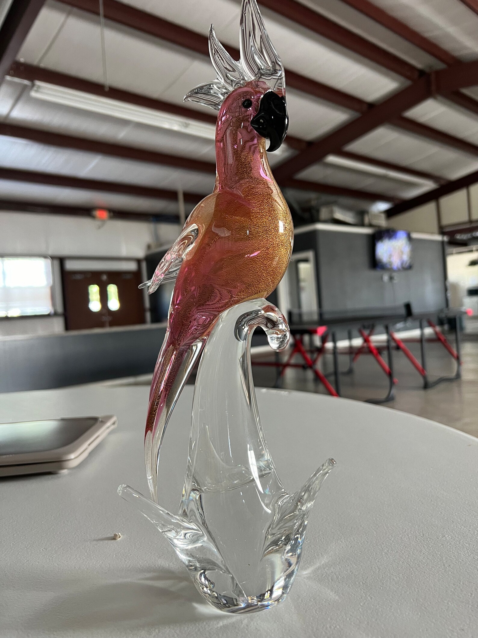 Vintage Venetian Pink Goldfleck Murano Art Glass Parrot Cockatoo Bird ...