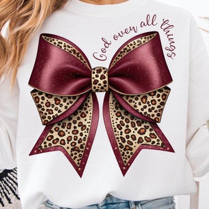 God Over All Things PNG, Burgundy Leopard Print Bow PNG, Maroon ...