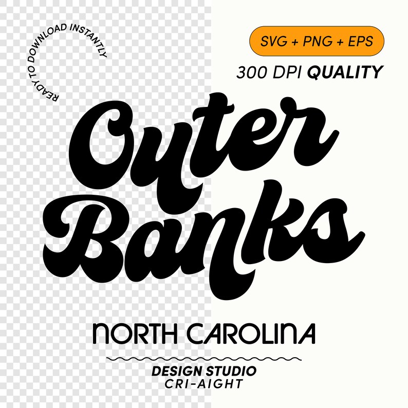 Outer Banks North Carolina SVG PNG | Beach Town Svg, Retro Svg, Simple ...