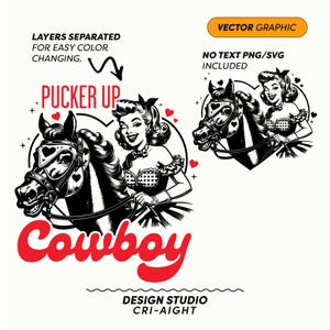 Pucker up Cowboy Png, Cowgirl Svg, Punchy Western Png, Valentine's Day ...