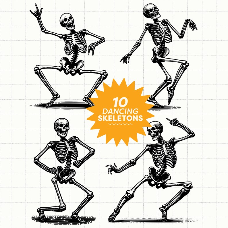 Dancing Skeletons SVG PNG | Skeleton Svg Bundle, Halloween Skeleton ...