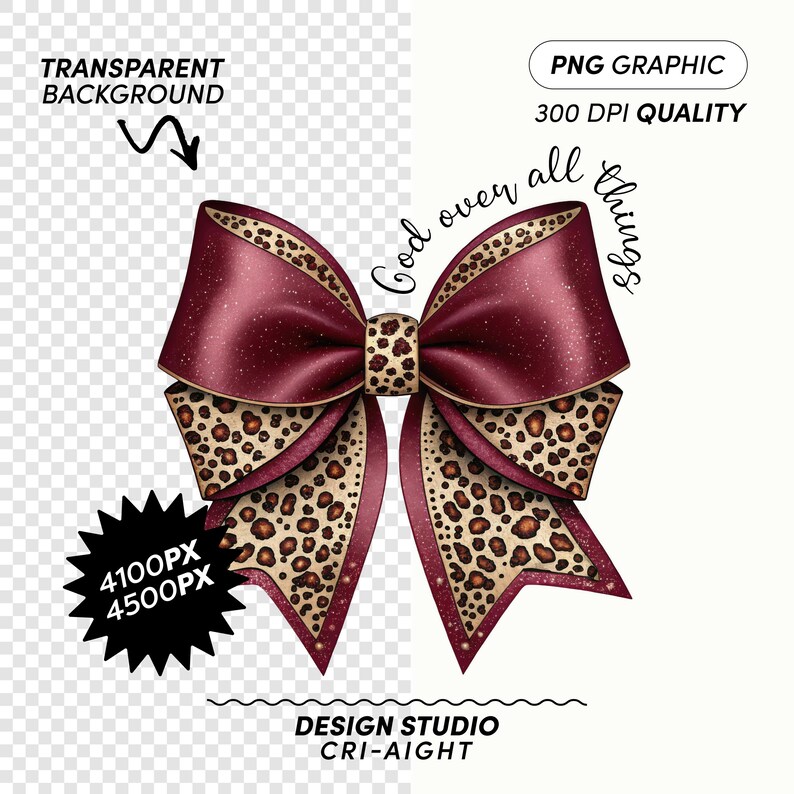 God Over All Things PNG, Burgundy Leopard Print Bow PNG, Maroon ...