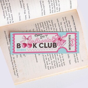 Anti Social Book Club Bookmark PNG Design, Book Club Ticket Bookmark ...