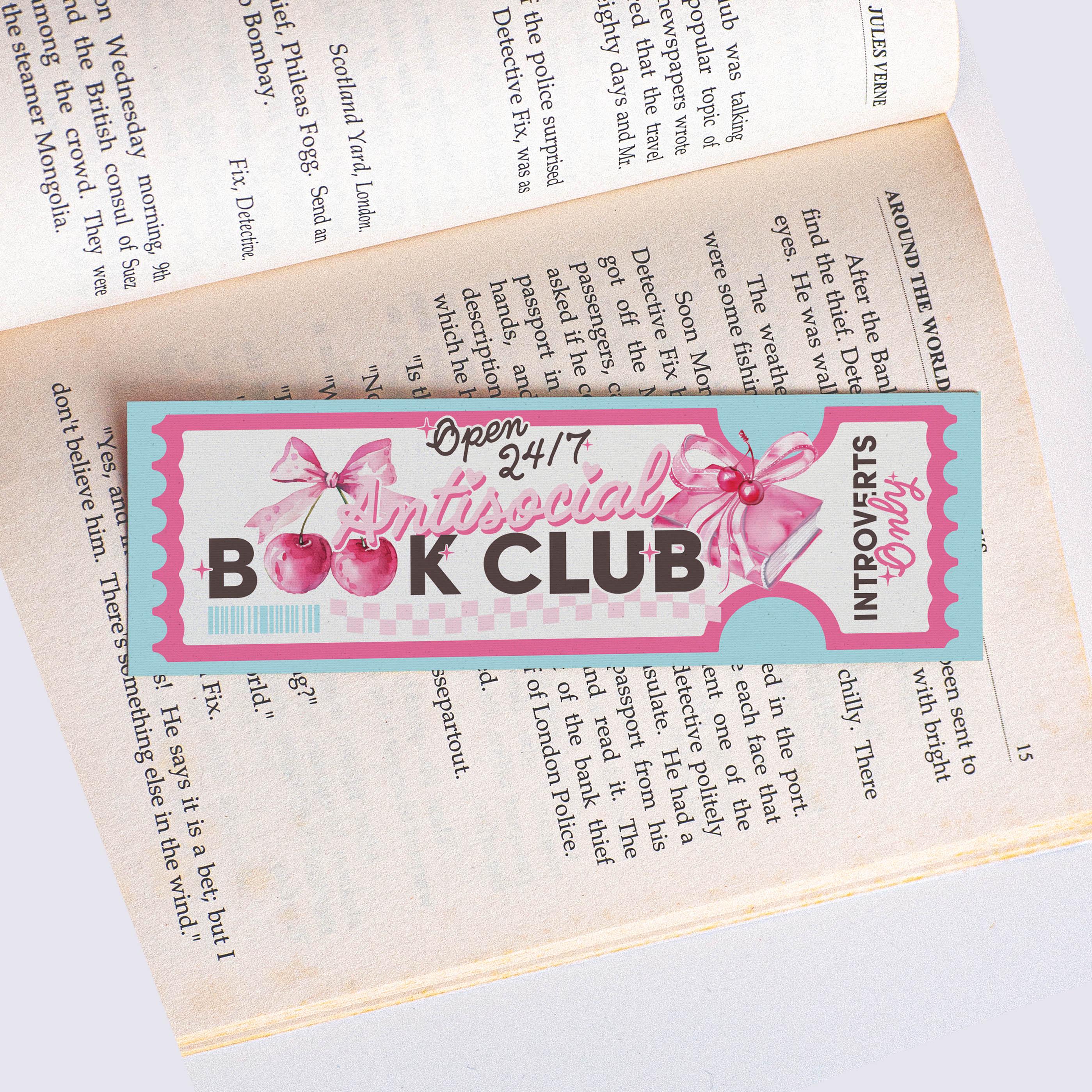 Anti Social Book Club Bookmark PNG Design, Book Club Ticket Bookmark ...