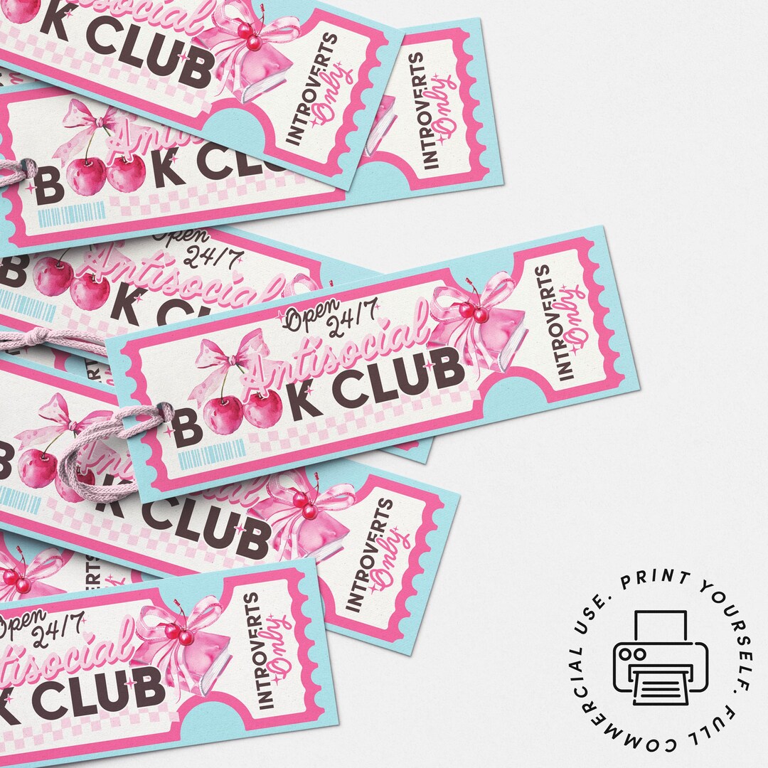 Anti Social Book Club Bookmark PNG Design, Book Club Ticket Bookmark ...