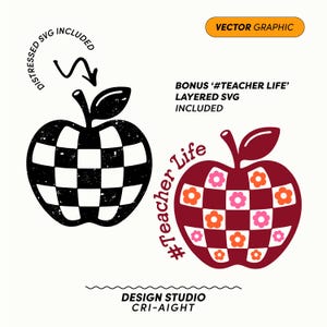 Checkered Teacher Apple SVG PNG | Checkerboard Apple Svg, Teacher Life ...