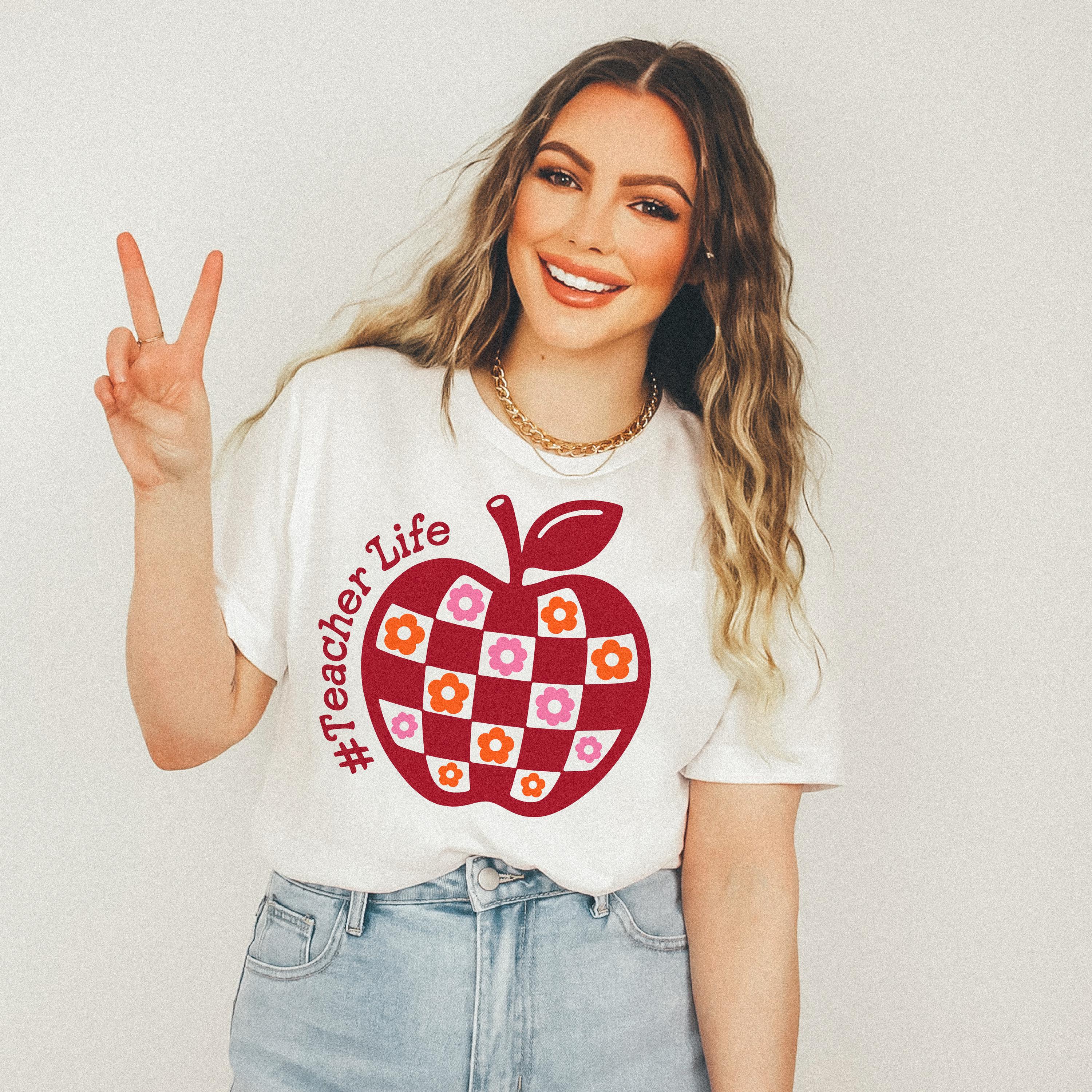 Checkered Teacher Apple SVG PNG | Checkerboard Apple Svg, Teacher Life ...