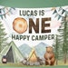 One Happy Camper Birthday Party Backdrop Camping First Birthday Theme ...