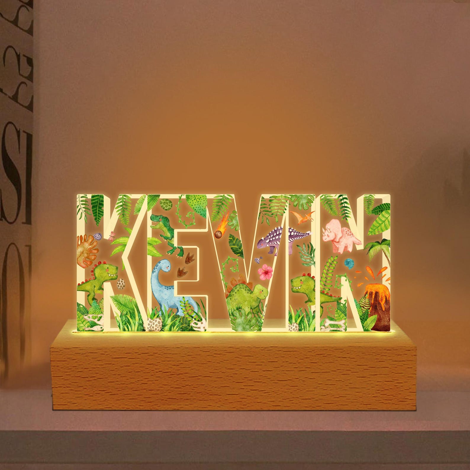 Personalized Name LED Night Light: Custom Nursery Decor, Beech Wood ...