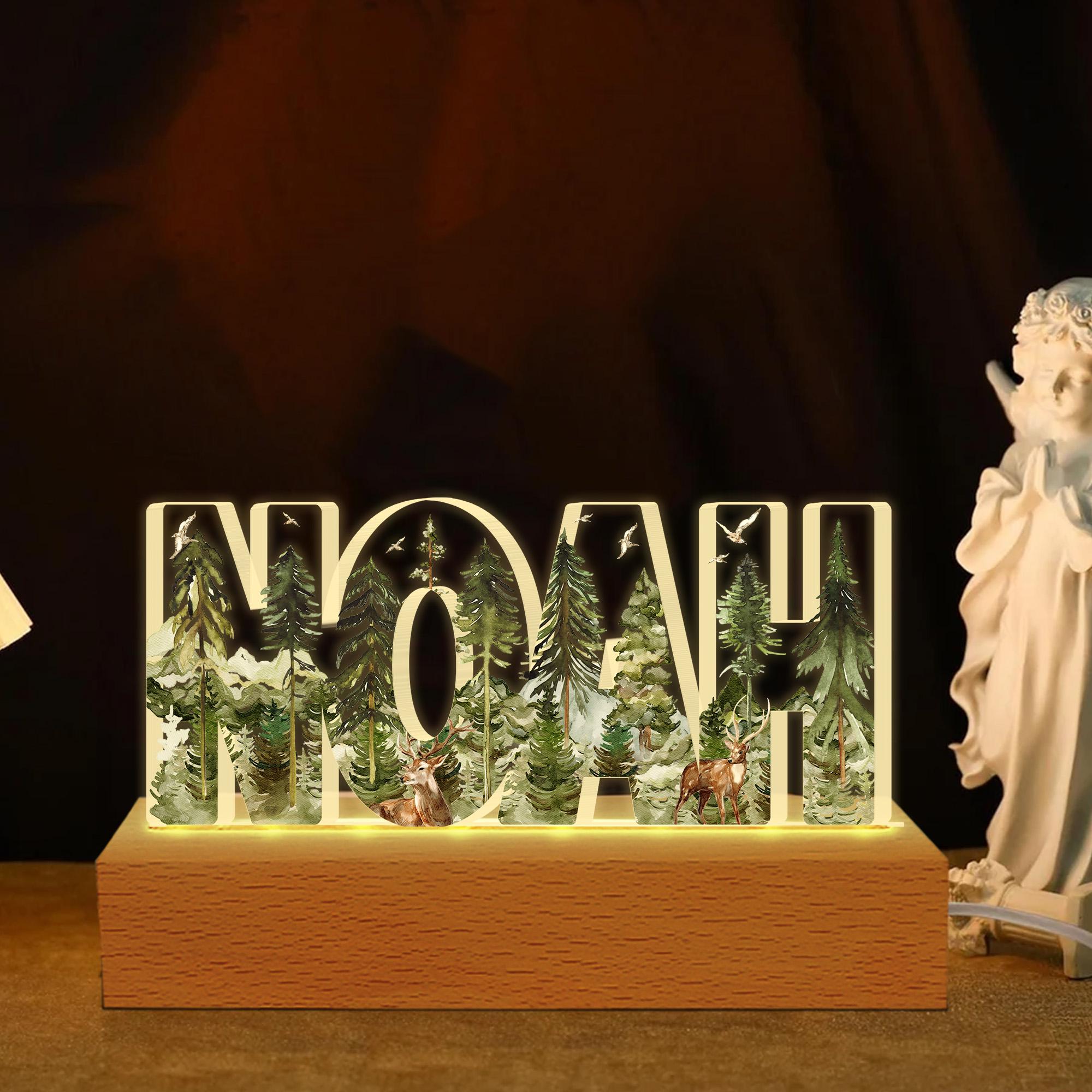 Personalized Name LED Night Light: Custom Nursery Decor, Beech Wood ...