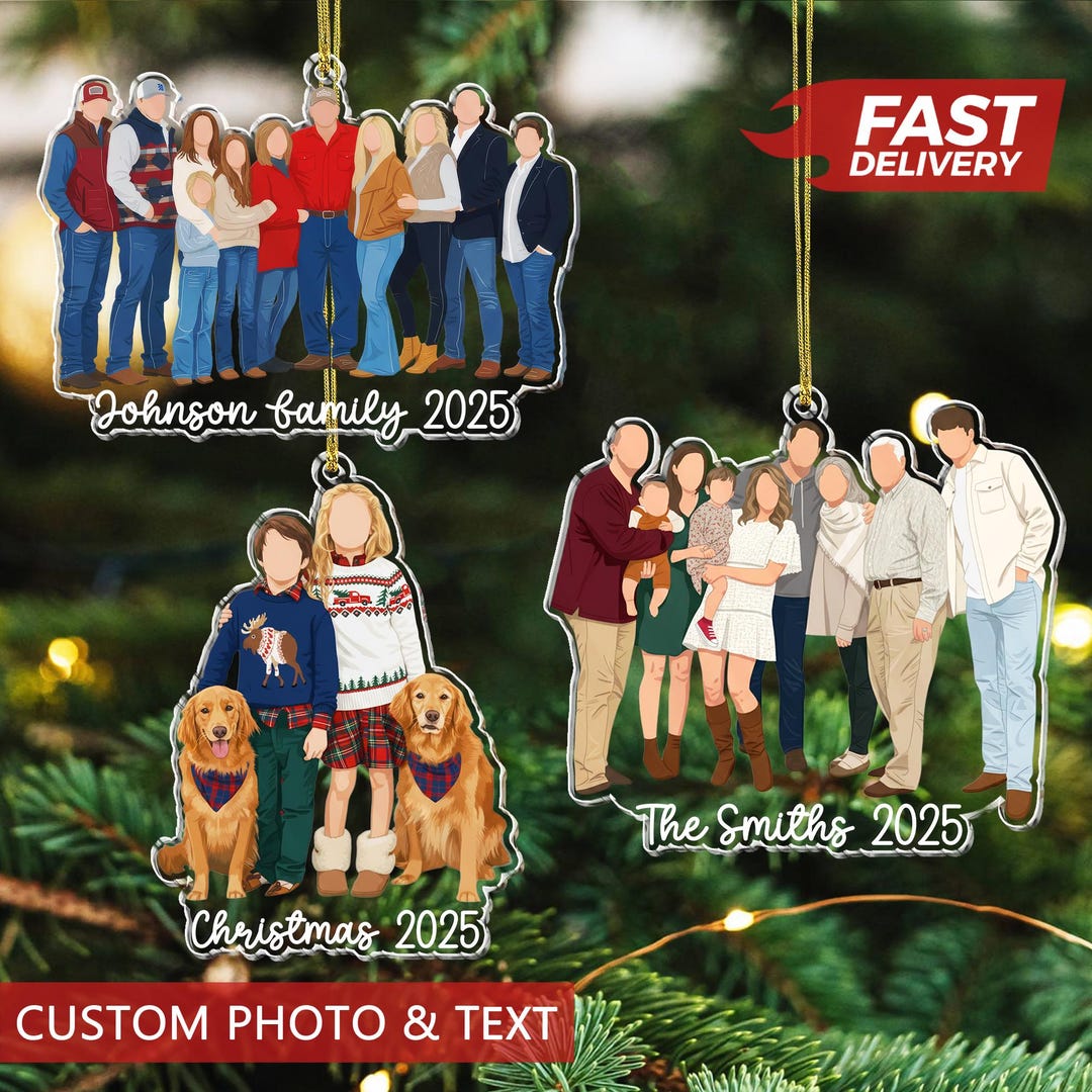Custom Acrylic Family Photo Ornament: Portrait From Photo Family Gift ...