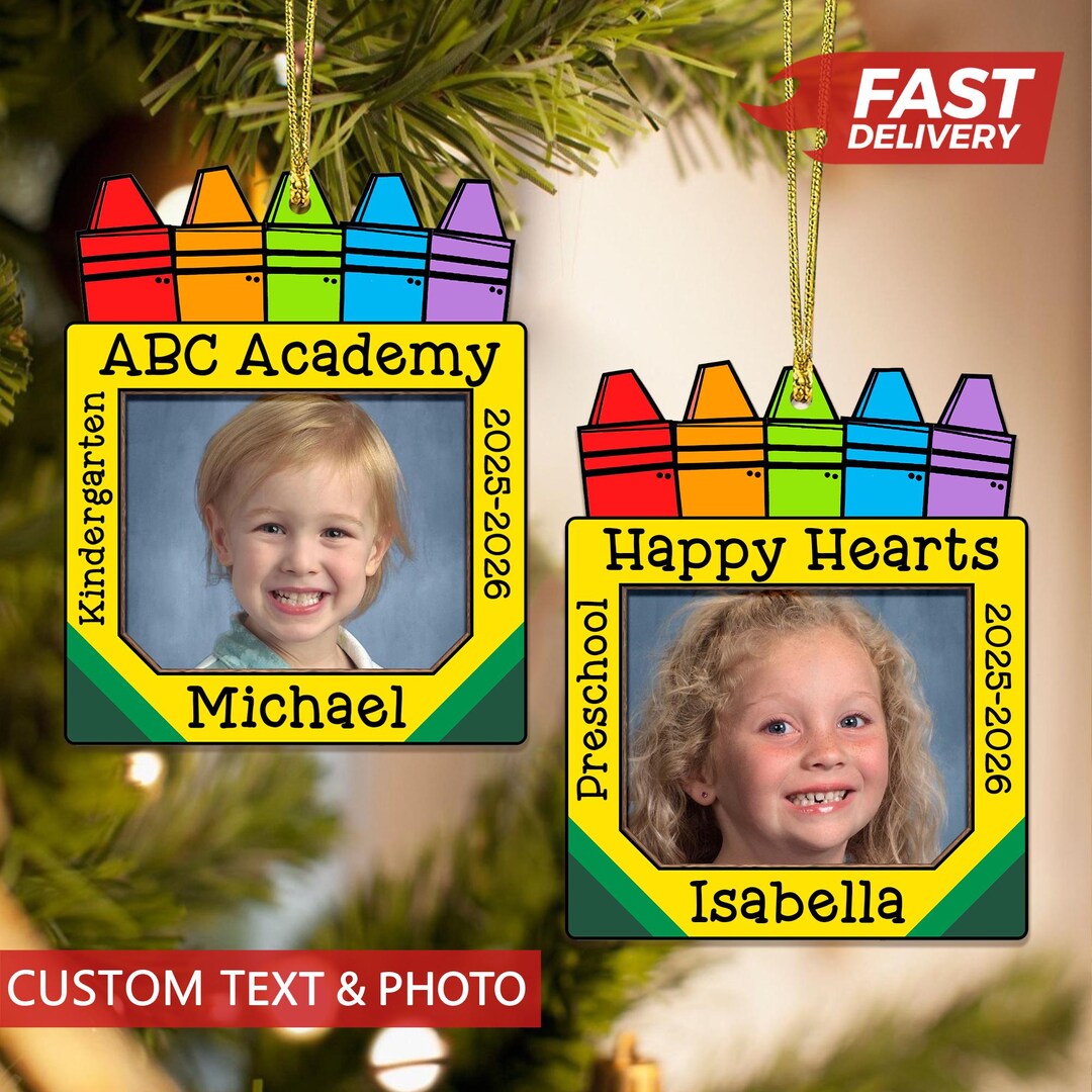 Personalized Acrylic Crayon Box Grade School Ornament: Custom Kids ...