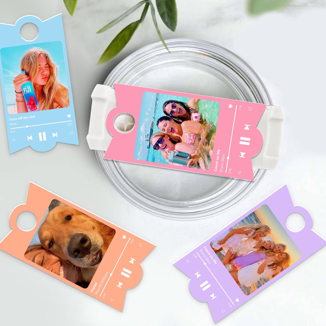 Personalized Tumbler Name Tag, Custom Besties Photo Song Name Tag, 30oz ...