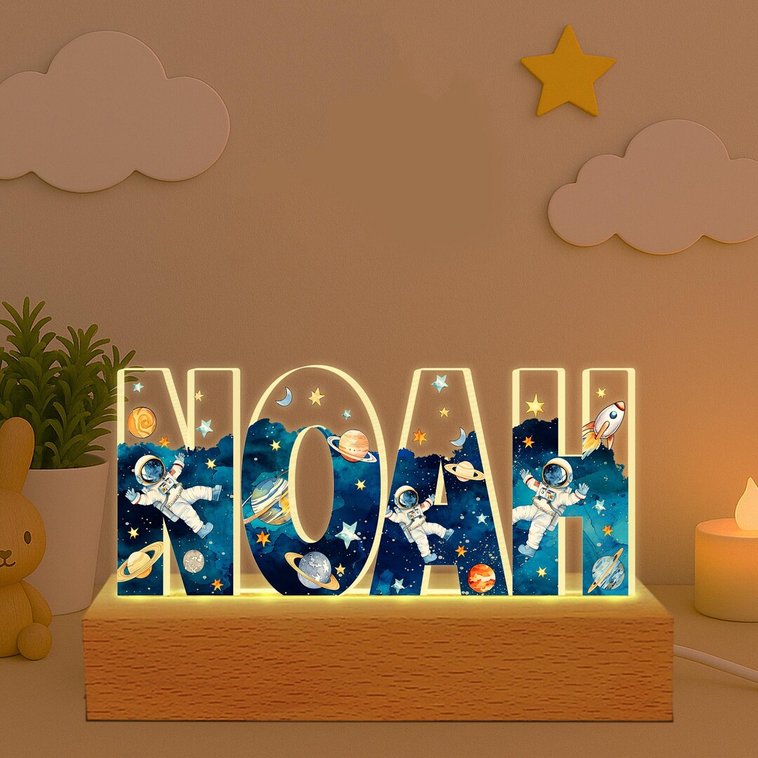 Personalized Name Space LED Night Light: Custom Nursery Decor, Space ...