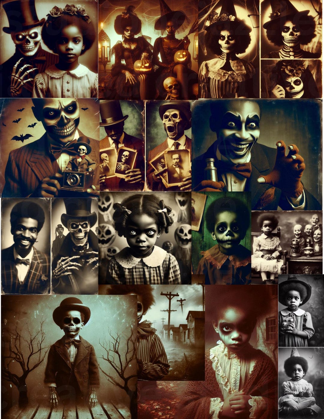 30 Vintage Spooky African American Portrait Bundle Vintage Png Spooky ...