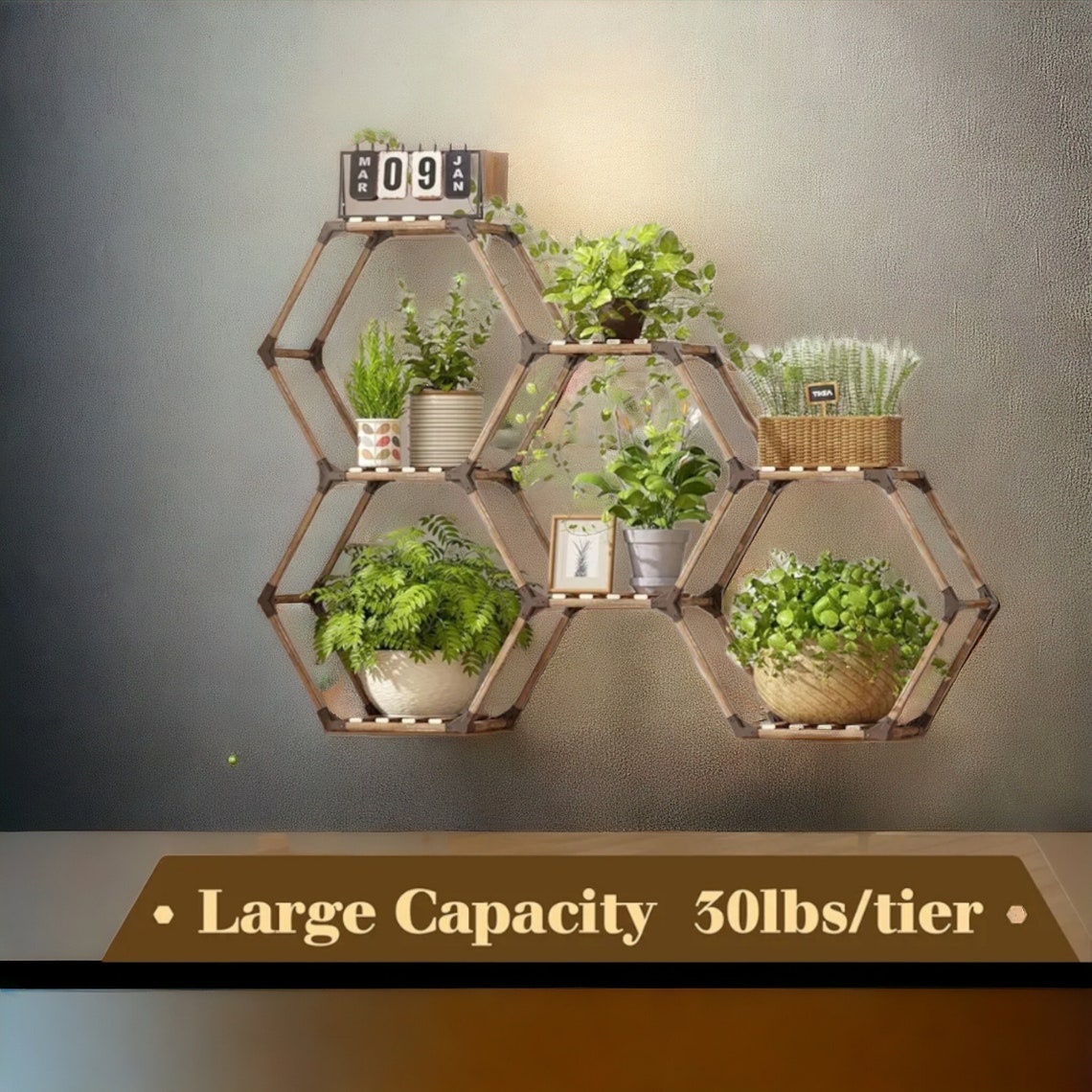 Hexagonal Plant Stand for Multiple Plants 7-tier Wooden Indoor Outdoor ...
