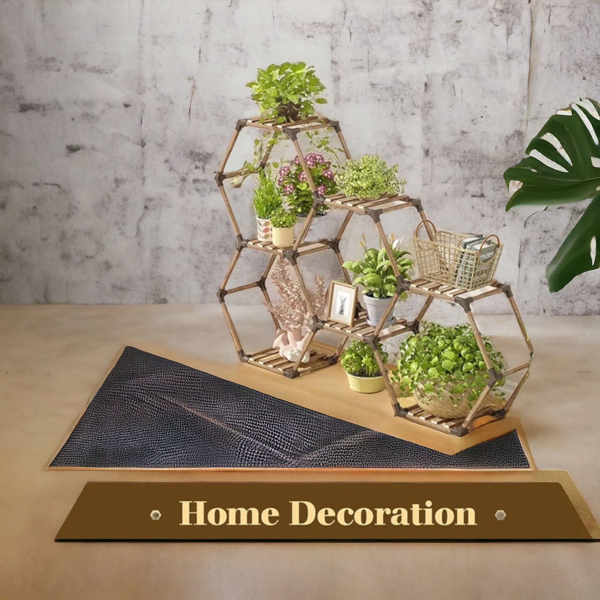 Hexagonal Plant Stand for Multiple Plants 7-tier Wooden Indoor Outdoor ...