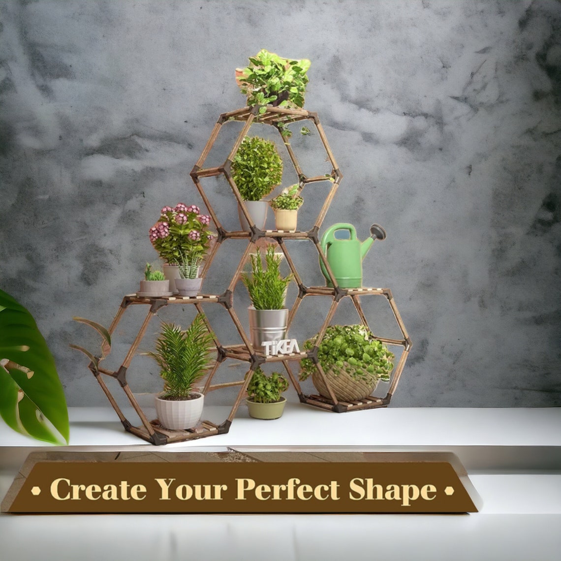 Hexagonal Plant Stand for Multiple Plants 7-tier Wooden Indoor Outdoor ...