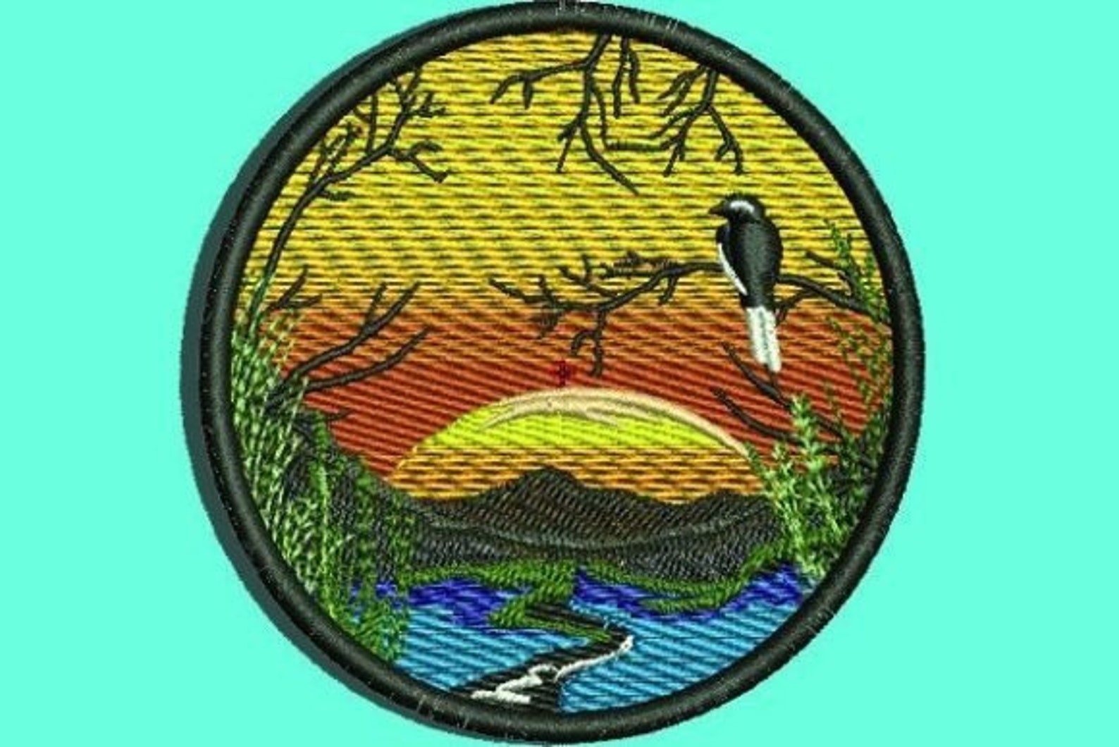 The Sunset Embroidery Design, Sunset Nature Embroidery Files, Sunset ...