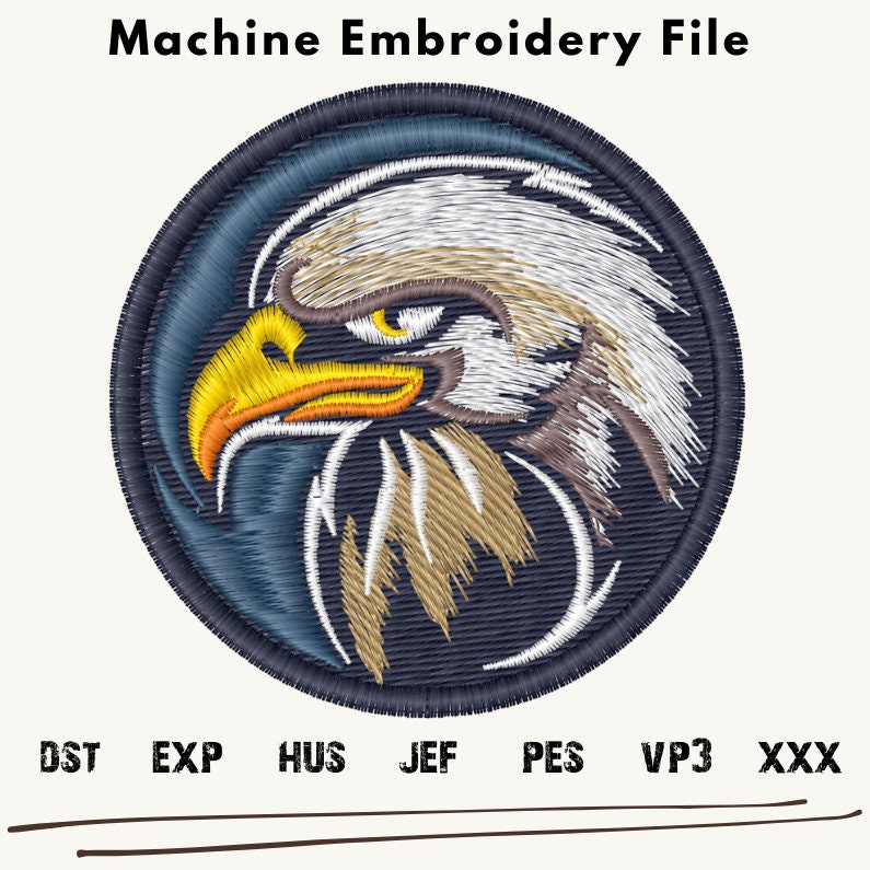 Eagle Embroidery Design, Eagle Embroidery Files, Eagle Patch Circle ...