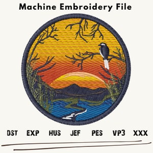 The Sunset Embroidery Design, Sunset Nature Embroidery Files, Sunset ...