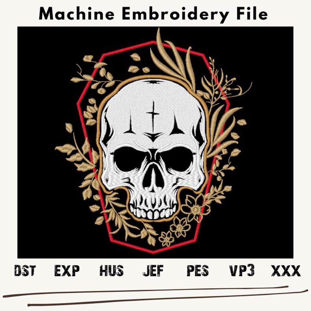 Skull Embroidery Design, Skull Head Embroidery Files, Skull Embroidery ...