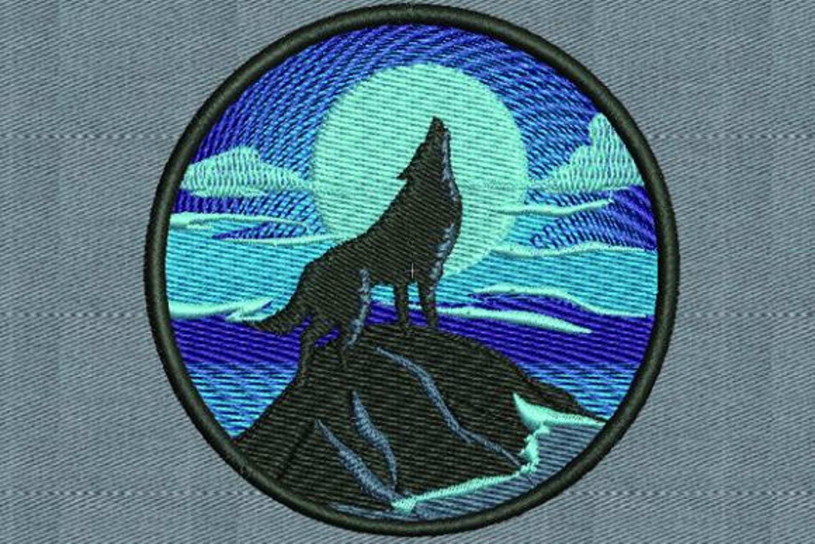 Wolf Embroidery Design, Black Wolf Embroidery Files, Wolf Animal ...
