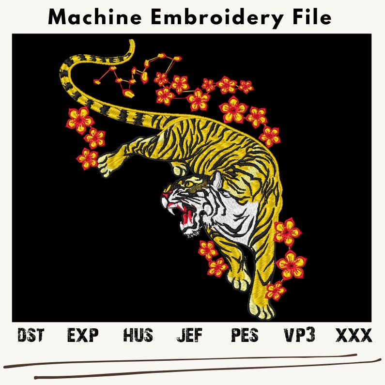 Tiger Roar Embroidery Design, Wild Tiger Roar Embroidery Files, Tiger ...