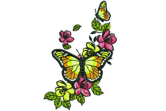 Butterfly Embroidery, Butterfly and Flowers Embroidery Design ...