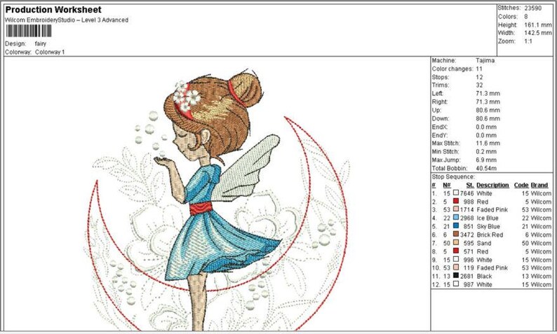 Fairy Embroidery Design, Pink Fairy Embroidery Files, Lovely Fairy ...