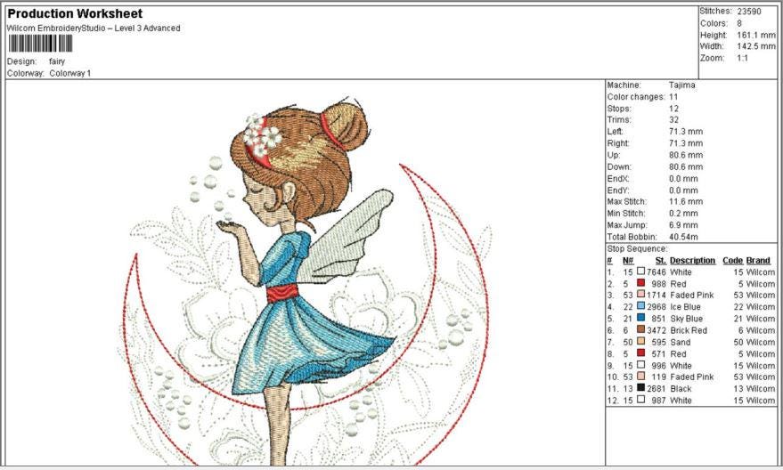 Fairy Embroidery Design, Pink Fairy Embroidery Files, Lovely Fairy ...