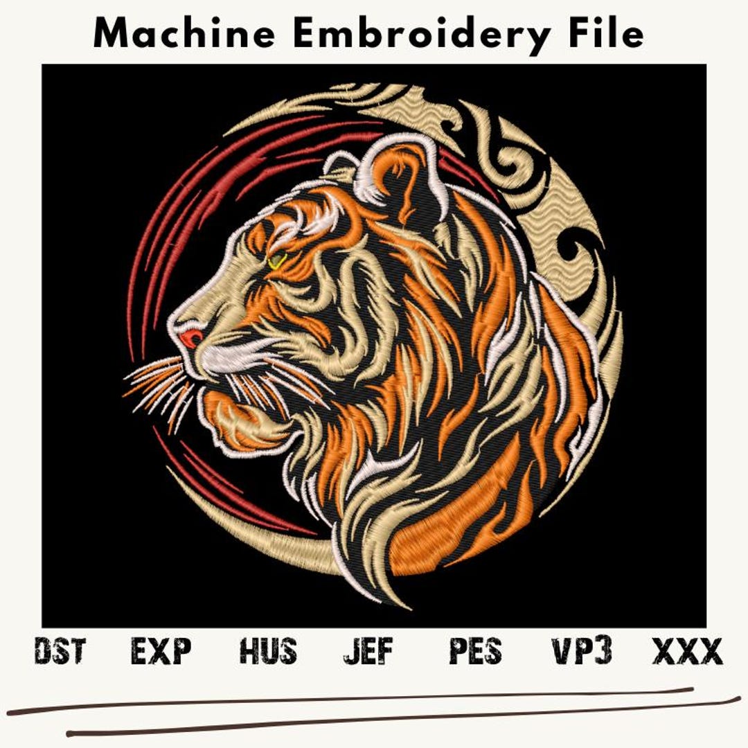 Tiger Head Embroidery Design, Tiger Head Floral Embroidery Files, Tiger ...
