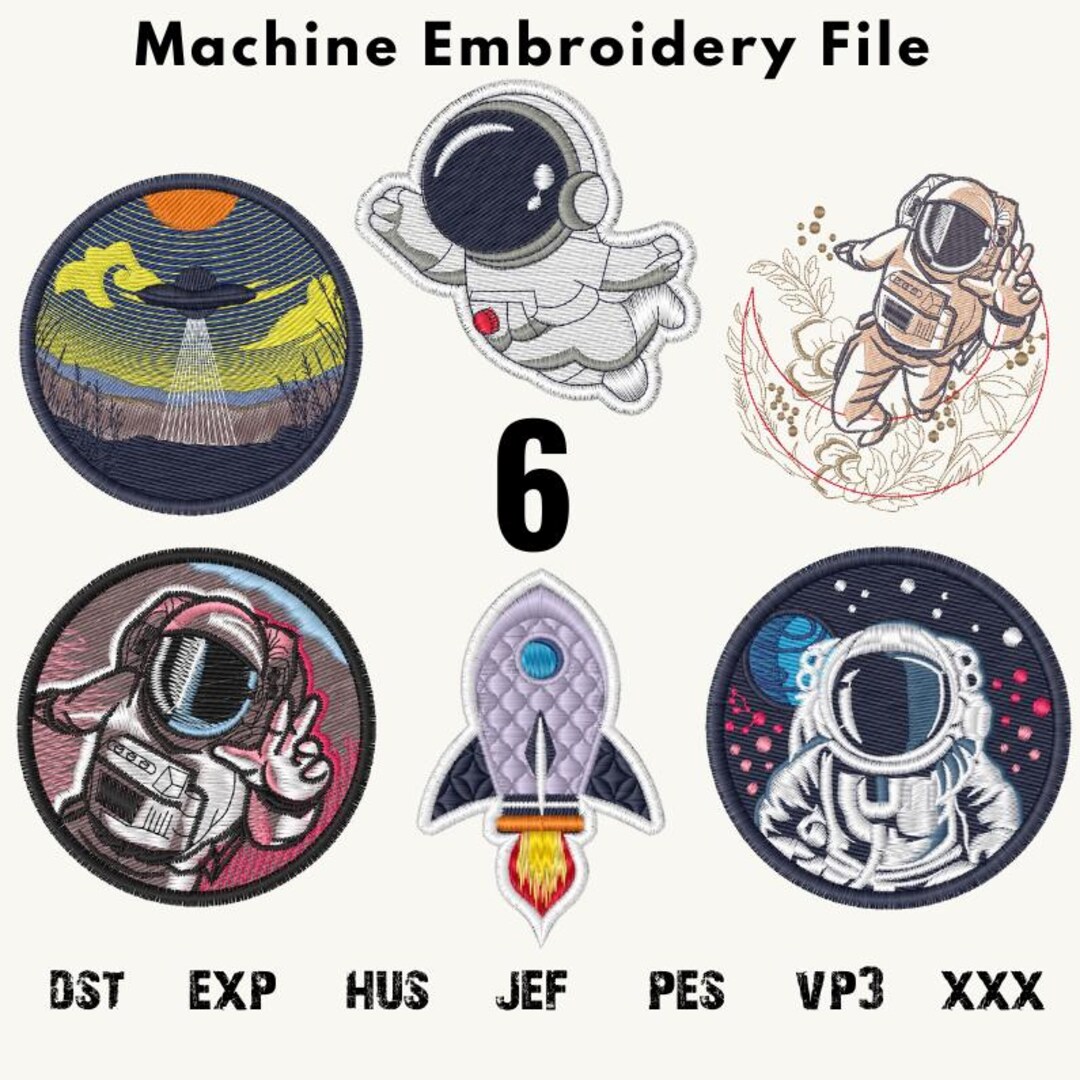 NASA Astronaut Machine Embroidery Design Bundle,space NASA Moon ...