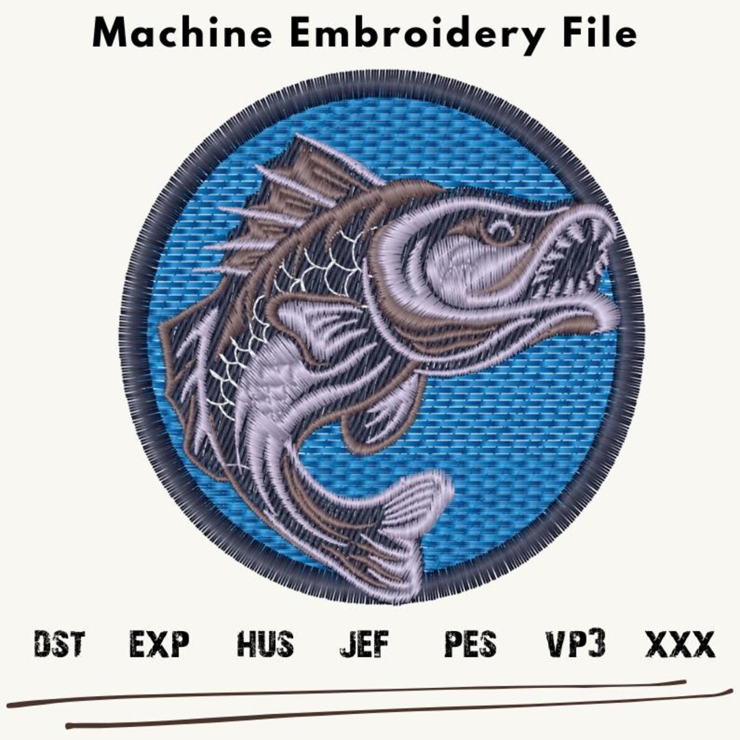 Fish Embroidery Design, Bar Fish Embroidery Files, Bar Fish Embroidery ...