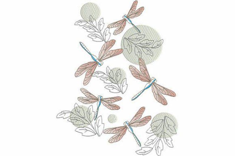 Dragonfly Machine Embroidery Design: Floral Embroidery Pattern (digital ...