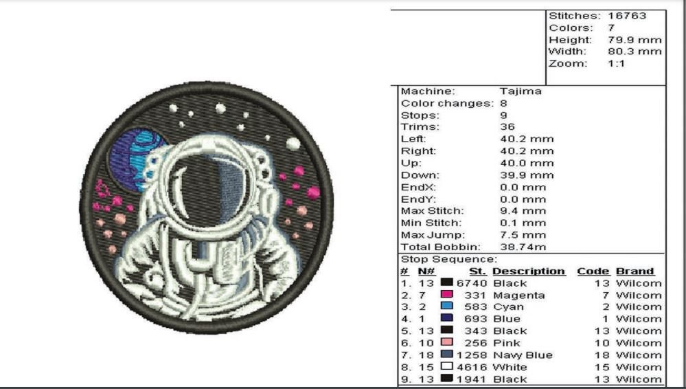 NASA Astronaut Machine Embroidery Design - Space NASA Moon Embroidery ...