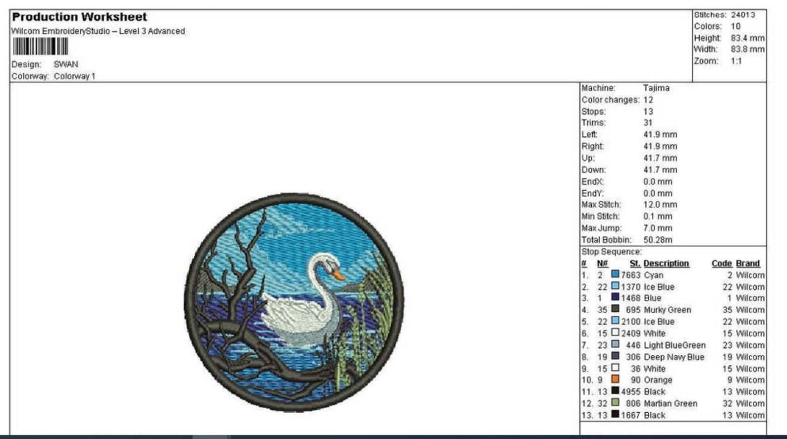 Swan Embroidery Design: Lake Bird Circle Patch (digital Download) - Etsy