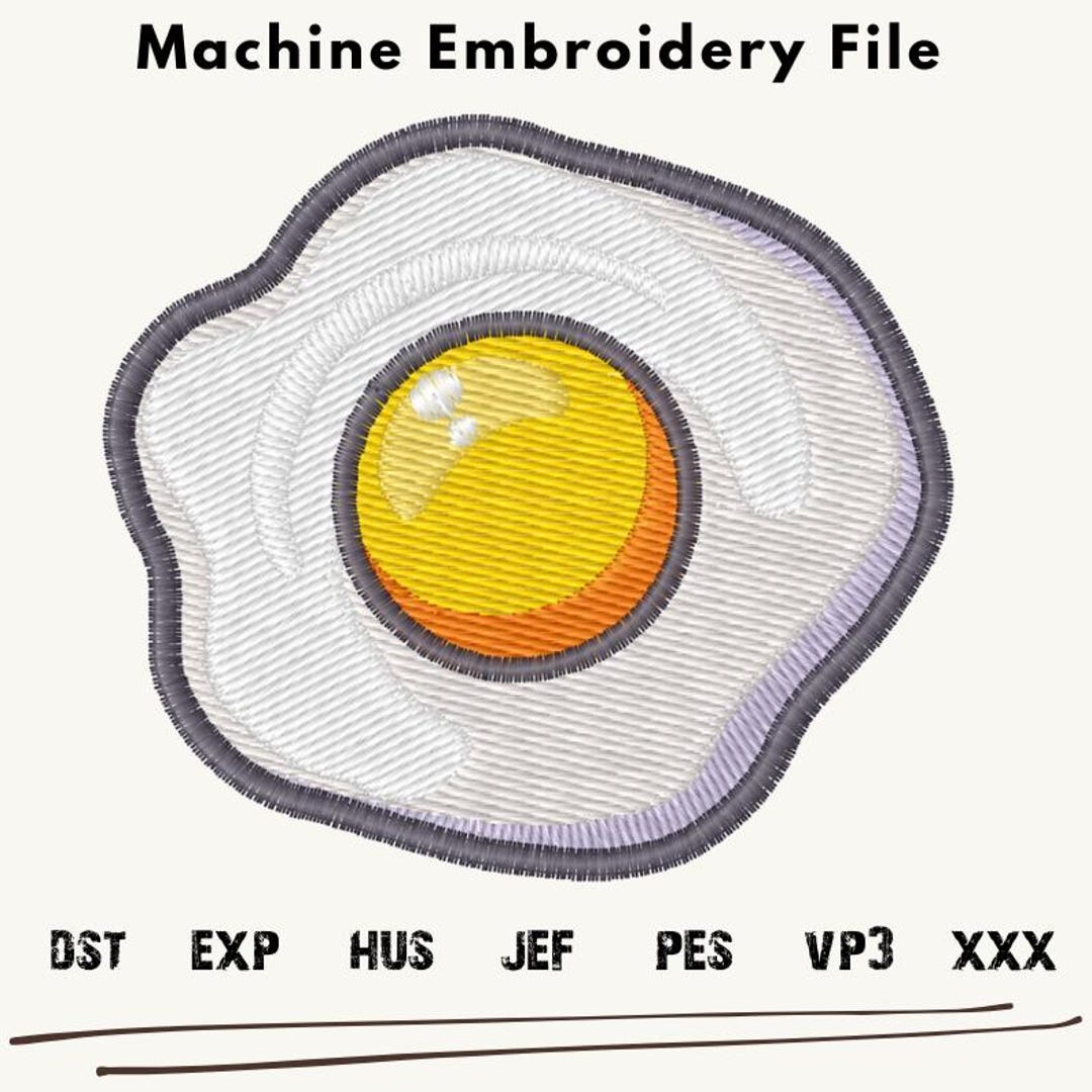 Fried Egg Embroidery Design, Egg Food Embroidery Files, Fried Egg ...