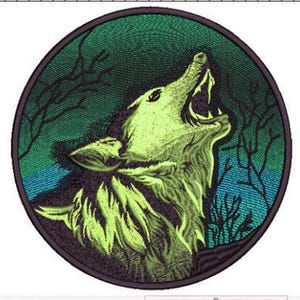 Wolf Embroidery Design, Wolf Embroidery Files, Night Wolf Embroidery ...