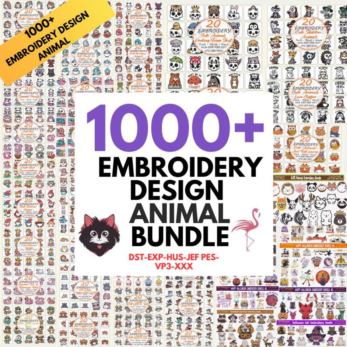 1000 Machine Embroidery Designs Bundle - Pes, Dst, Exp, Jef, Vp3 Files ...