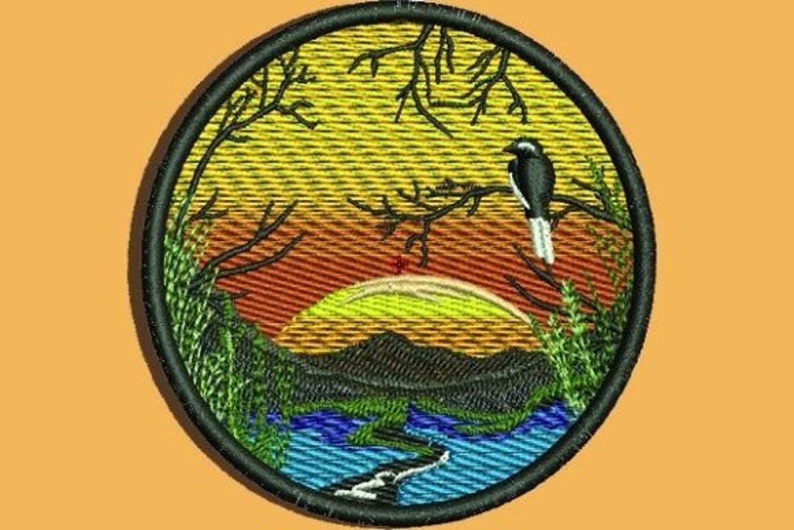 The Sunset Embroidery Design, Sunset Nature Embroidery Files, Sunset ...