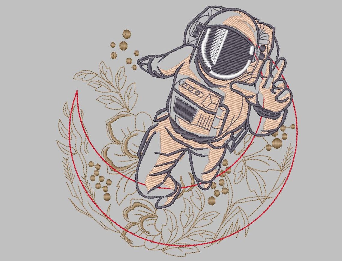 Astronaut Embroidery Design: NASA Space Embroidery File (instant ...